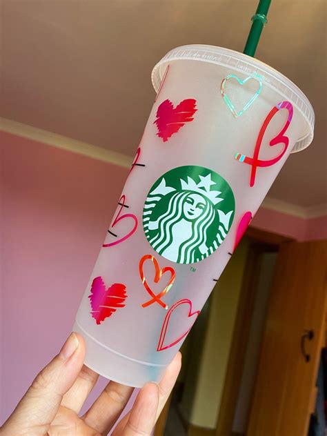 Love Heart Tumbler Starbucks Or Plain With Name Personalisation Etsy