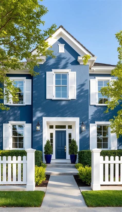 24 Blue Home Exterior With White Shutters That Feel Calm Yet Eye