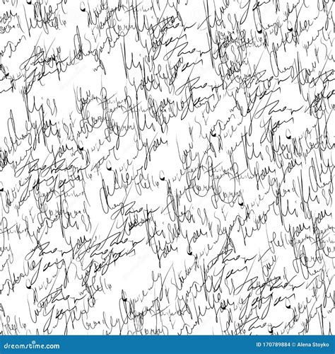 Seamless Abstract Text Pattern Handwritten Font On A White Background