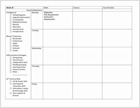 Science Lesson Plan Template