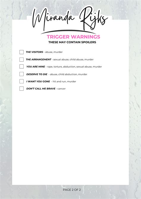 Trigger Warnings Miranda Rijks