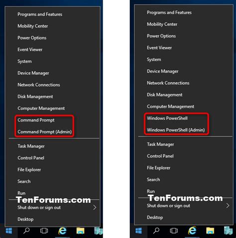 Show Command Prompt Or Windows Powershell On Winx Menu In Windows 10 Tutorials