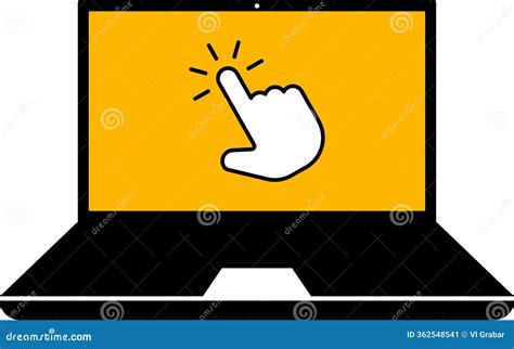laptop with cursor on screen click in laptop vector icon computer