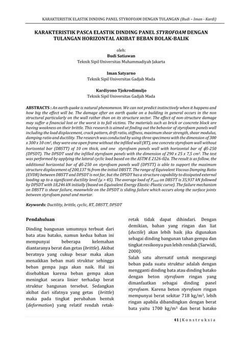 Pdf Karakteristik Pasca Elastik Dinding Panel Styrofoam … Dokumen Tips