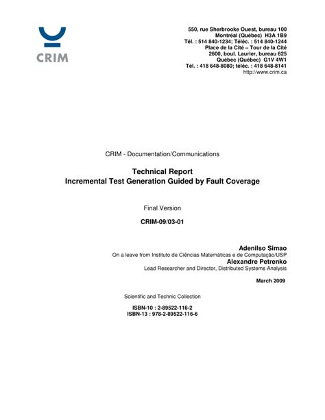 Pdf Technical Report Incremental Test Generation Guided By Fault Coverage
