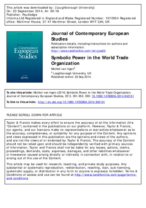 Pdf Review Of Matthew Eagleton Pierces Symbolic Power In The World Trade Organization