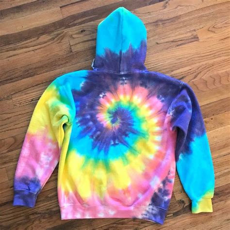 Tie Dye Hoodie Pastel Rainbow Hooded Pullover Sweatshirt Large Etsy