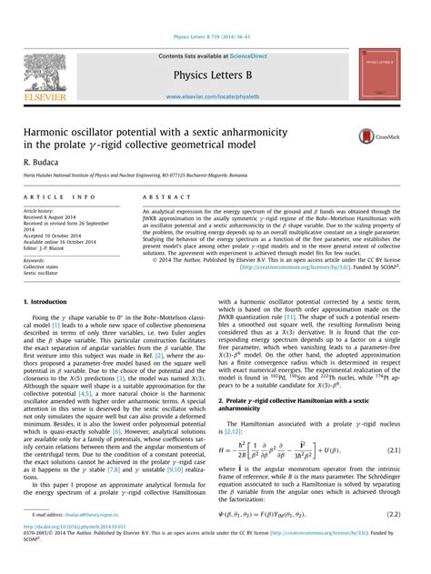 PDF Harmonic oscillator potential with a sextic anharmonicity in the prolate γ rigid