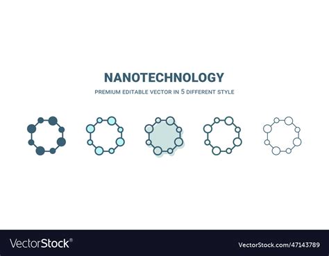 Nanotechnology Icon In 5 Different Style Outline Vector Image