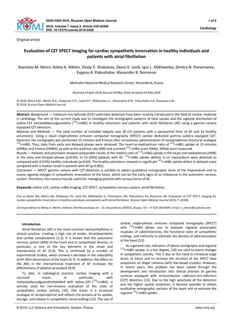 Pdf Evaluation Of Czt Spect Imaging For Cardiac Sympathetic