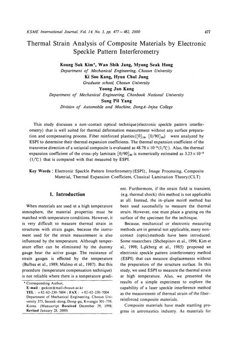 Pdf Thermal Strain Analysis Of Composite Materials By Electronic Speckle Pattern Interferometry