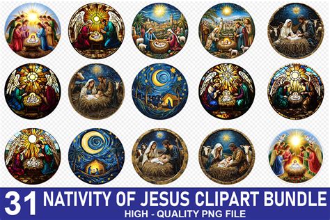 Nativity Of Jesus Round Clipart Bundle Gráfico Por Crative8112