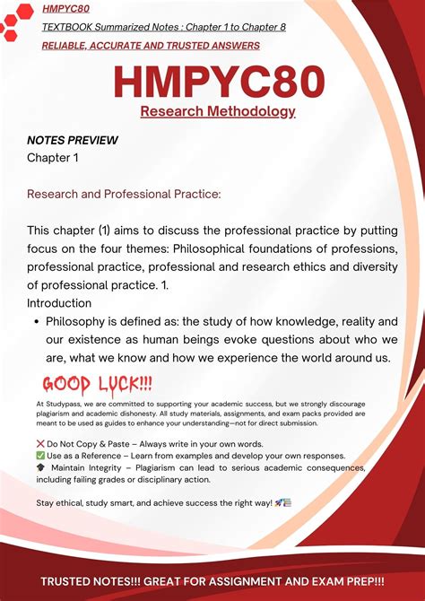 Hmpyc80 Research Methodology Textbook Summary Chapter 1 To 8 These