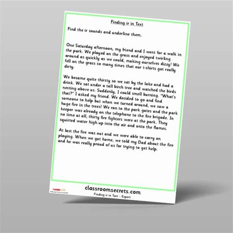 KS1 Finding Ir In Text Activity Resource | Classroom Secrets