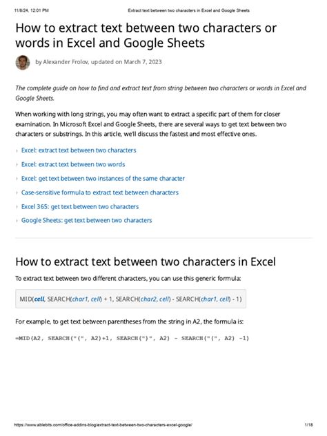 Extract Text In Excel And Sheets Pdf Microsoft Excel Bracket