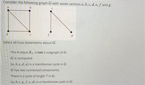Solved Consider The Following Graph G With Seven Vertices A Chegg