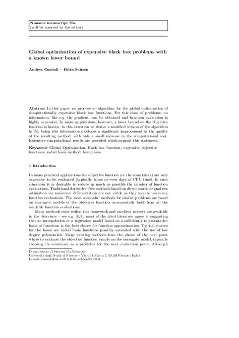 pdf global optimization of expensive black box problems with a known
