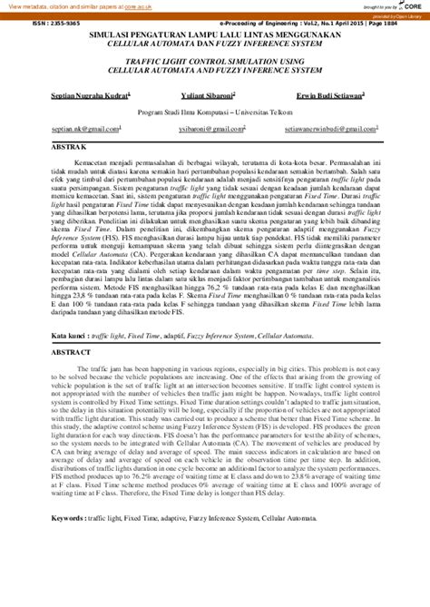 Pdf Simulasi Pengaturan Lampu Lalu Lintas Menggunakan Cellular