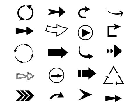 Set Arrow Icons Collection Different Types Of Arrows Sign Black