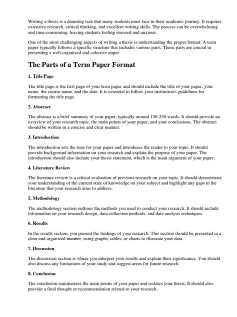 Parts Of Term Paper Format Pdf Critical Thinking Methodology