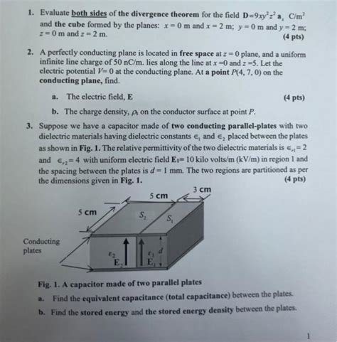 solved 1 evaluate both sides of the divergence theorem for
