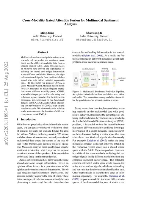 Cross Modality Gated Attention Fusion For Multimodal Sentiment Analysis