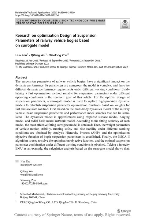 research on optimization design of suspension parameters of railway