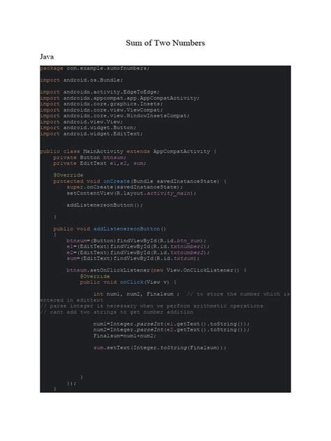 Sum Of Two Numbers Pdf Software Development Computer Programming