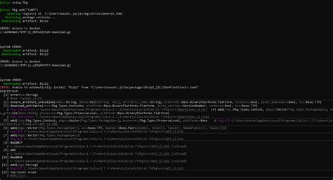 access denied when adding package general usage julia programming