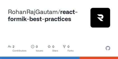 GitHub RohanRajGautam React Formik Best Practices