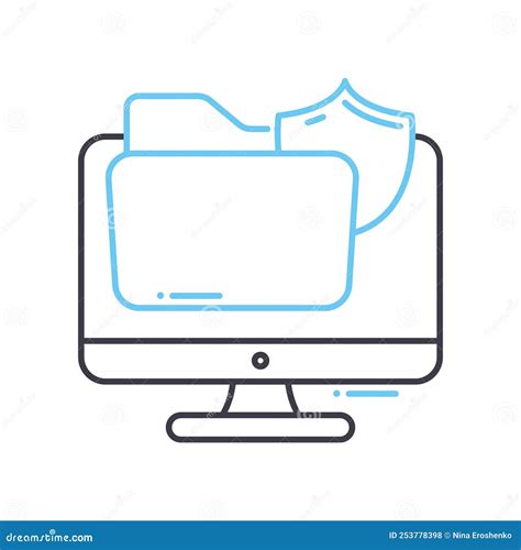Computer Data Protection Line Icon Outline Symbol Vector Illustration