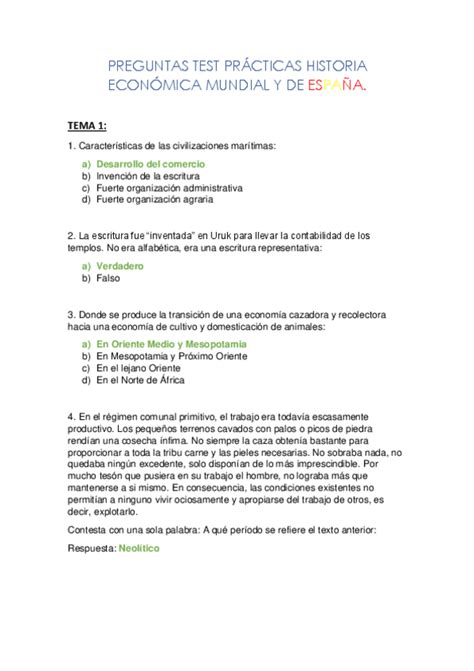 Preguntas Test Campus Virtual Historia Economica Mundial Y De Espanapdf