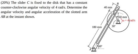 SOLVED The Slider C Is Fixed To The Disk That Has A Constant Counter Clockwise Angular