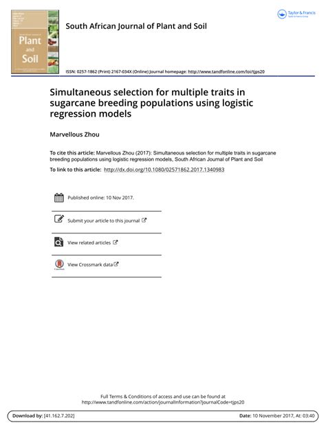 Pdf Simultaneous Selection For Multiple Traits In Sugarcane Breeding
