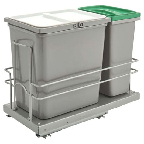 REV A SHELF 5SBWC Double 8 Litre 15 Litre Bottom Mount Waste Container Silver Rev A Shelf