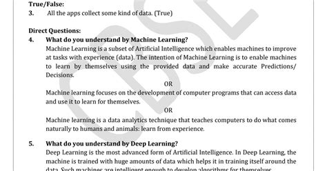 Class 10 Ai Question Bank Chapter 2 Introduction To Ai Basics Of Ai