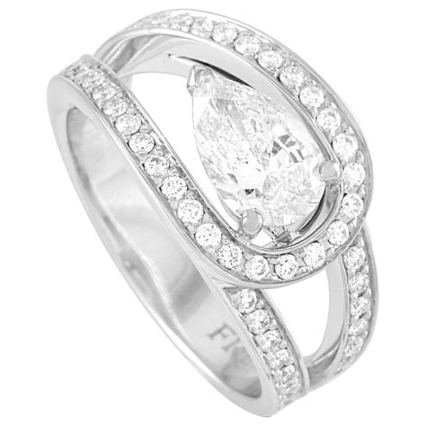 Fred Of Paris Lovelight Platinum 158 Carat Pear And Round Diamond Ring