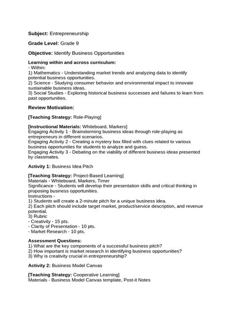 Entrep Lesson 3 Pdf Creativity Business Model