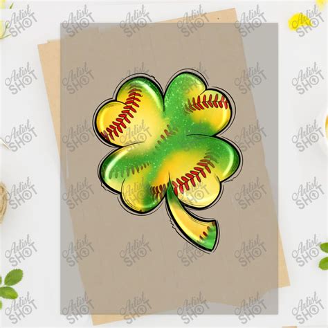 St Patricks Day Clover Softball Dtf Transfer By Artiststas Artistshot