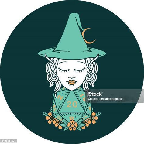 엘프 마법사 캐릭터 자연 스무 주사위 롤 아이콘 0명에 대한 스톡 벡터 아트 및 기타 이미지 0명 굴리기 꼬마 요정