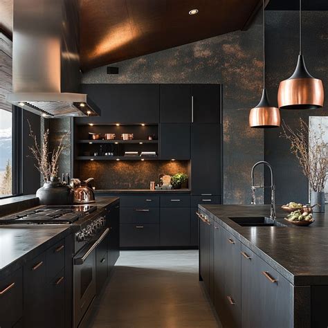 Luxury Kitchen Design With Black Appliances
