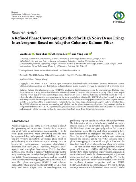 Pdf A Refined Phase Unwrapping Method For High Noisy Dense Fringe Interferogram Based On