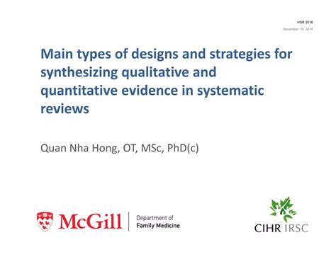 Main Types Of Designs And Strategies For Synthetizing Qualitative And
