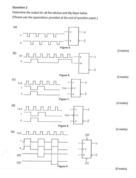 question 2 determine the output for all the latches