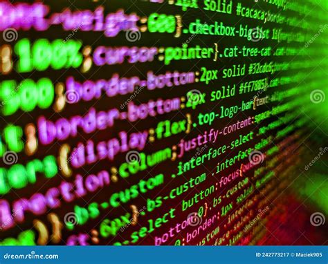 Monitor Closeup Of Function Source Code Letters Chars And Digits