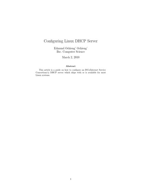 Linux Dhcp Server Configuration Download Free Pdf Ip Address