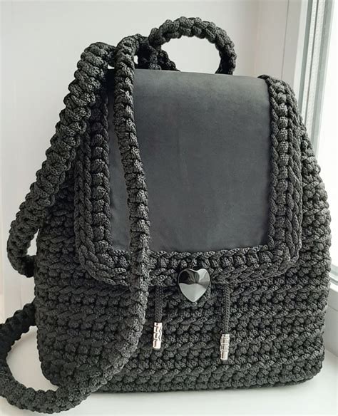 Рюкзак из полиэфирного шнура МК по изготовлению готов Crochet Purse Patterns Purse