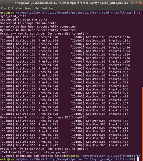 3711 C Usb2dynamixel2 Mx 64 Issue Groupsyncread Getdata Failed In Protocol 2 · Issue