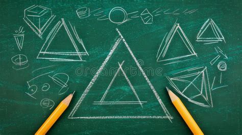 Demonstrate Basic Geometry By Drawing A Large Triangle With Chalk Ai Generated Stock