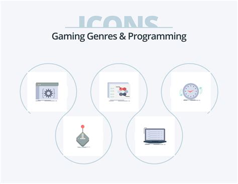 Gaming Genres And Programming Flat Icon Pack 5 Icon Design Strategy Game Developer Software